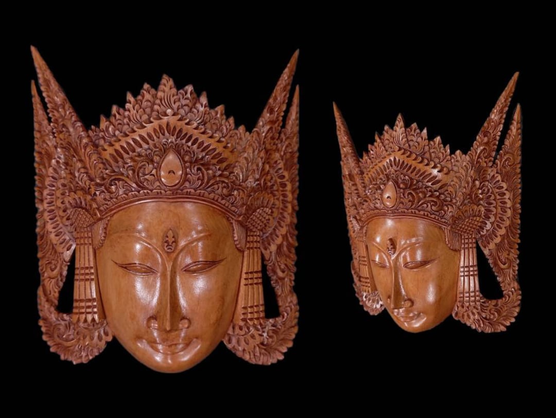 Dewi Sri Mask, Rice Goddess Mask, Janger Mask, Wedding Wooden Mask ...