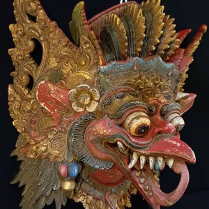 Antique Garuda Wooden Mask Balinese Mask Wood Carving Wall Mask Decor ...
