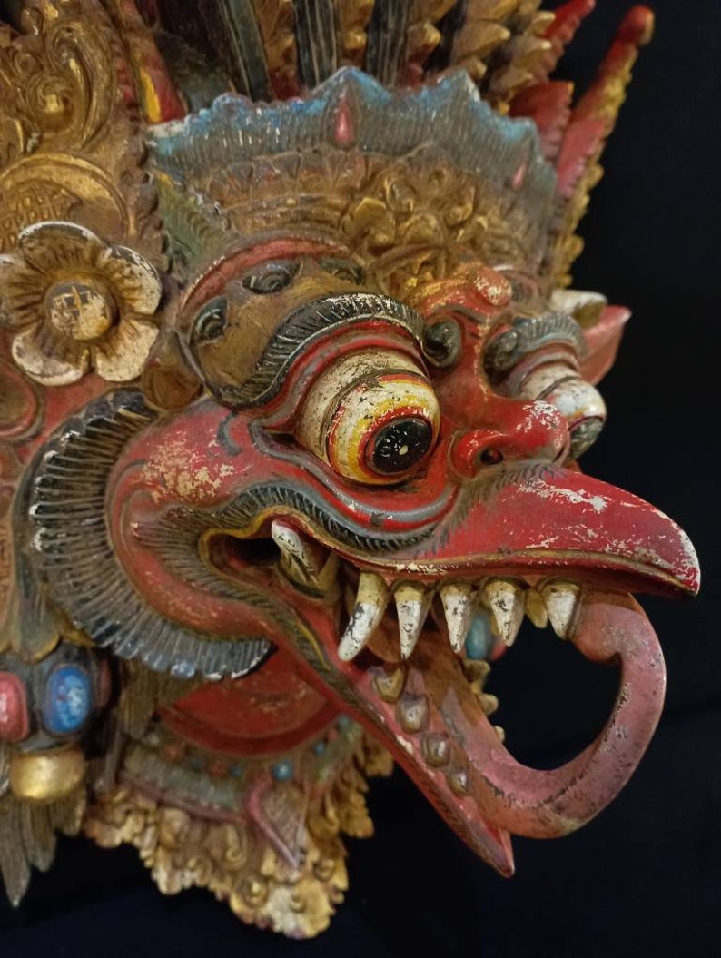 Antique Garuda Wooden Mask Balinese Mask Wood Carving Wall Mask Decor ...
