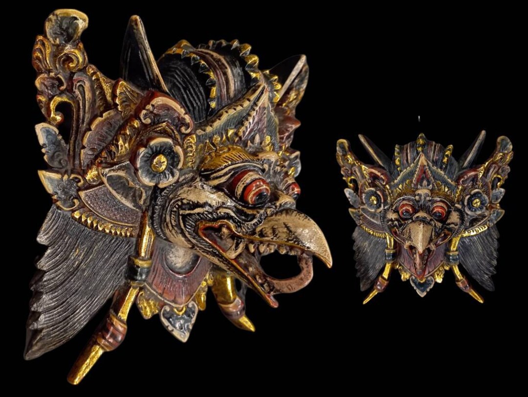 Garuda Wooden Mask Balinese Mask Wood Carving Wall Mask Decor Wood Bali ...