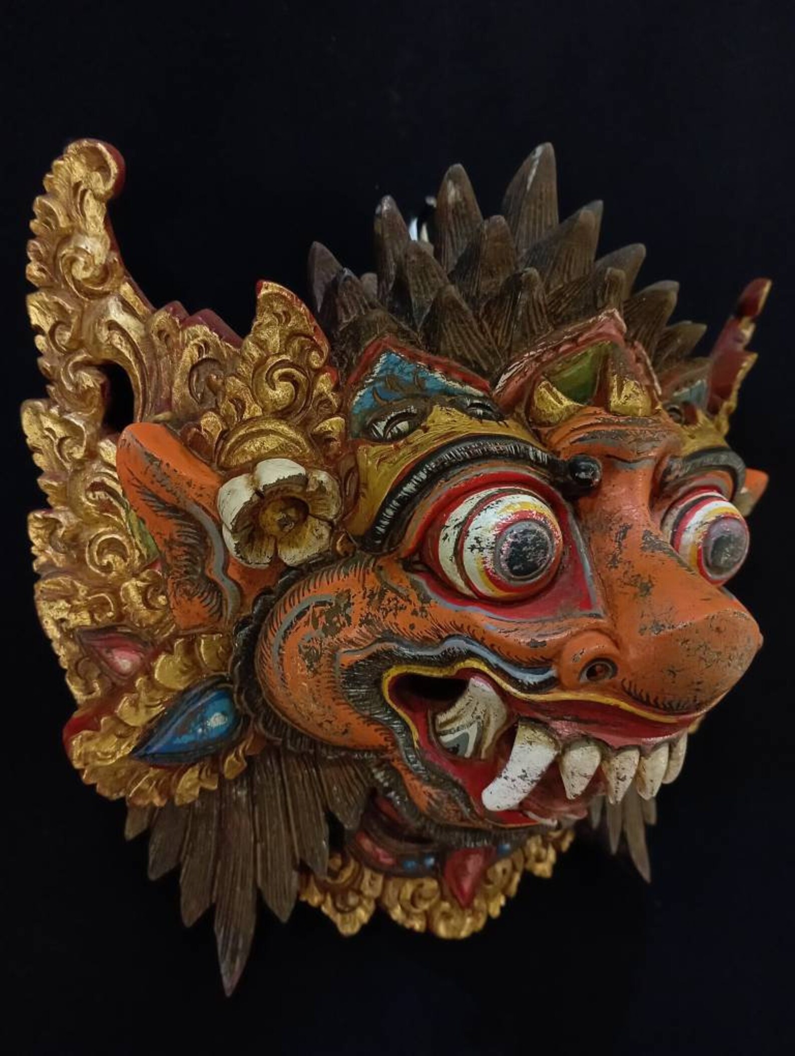 Antique Rakshasa Wooden Mask Wood Carving Wooden Balinese Mask Wall ...