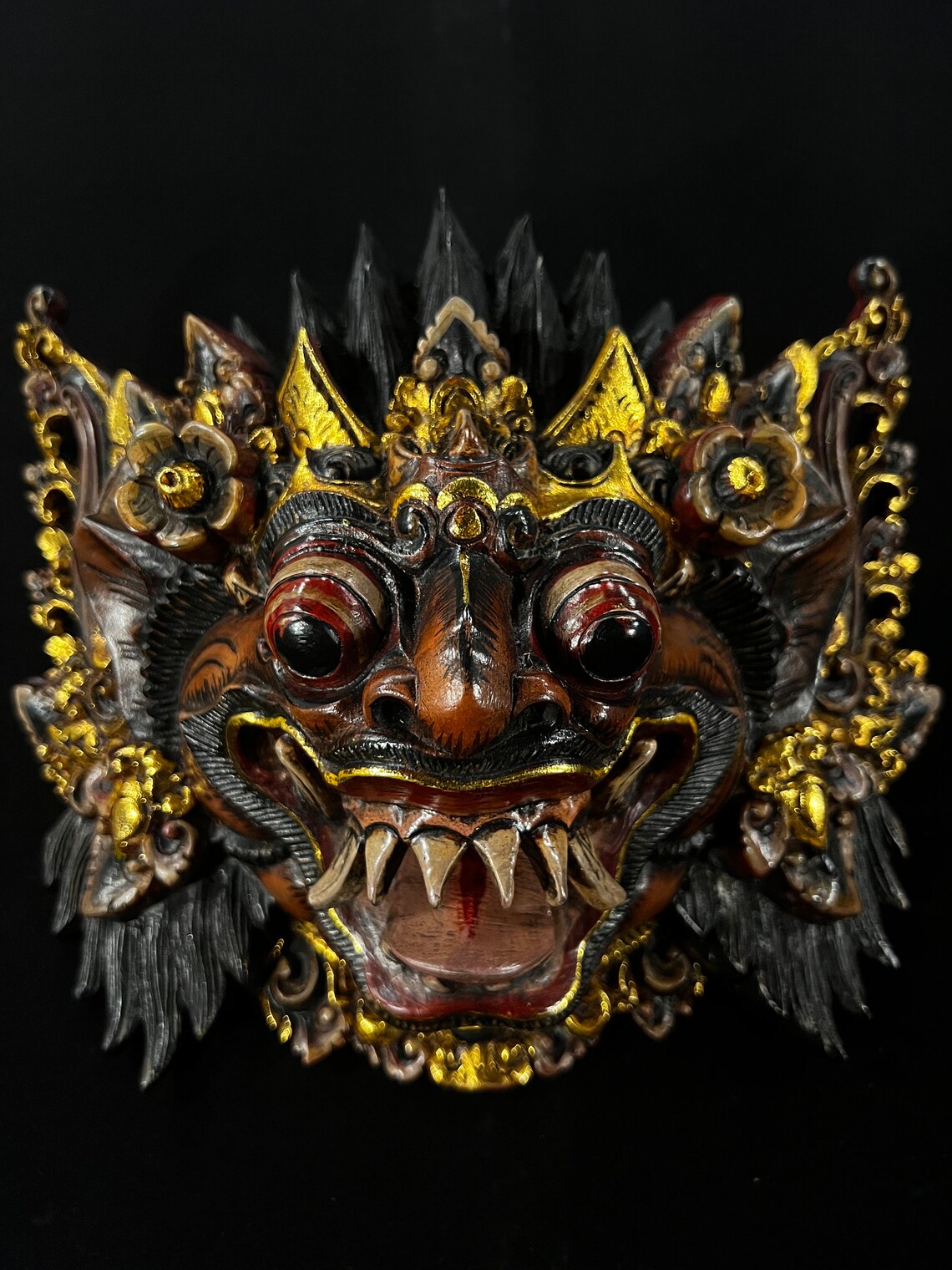 Narasimha King Lion Wooden Mask Balinese Mask Wood Carving Wall Mask ...