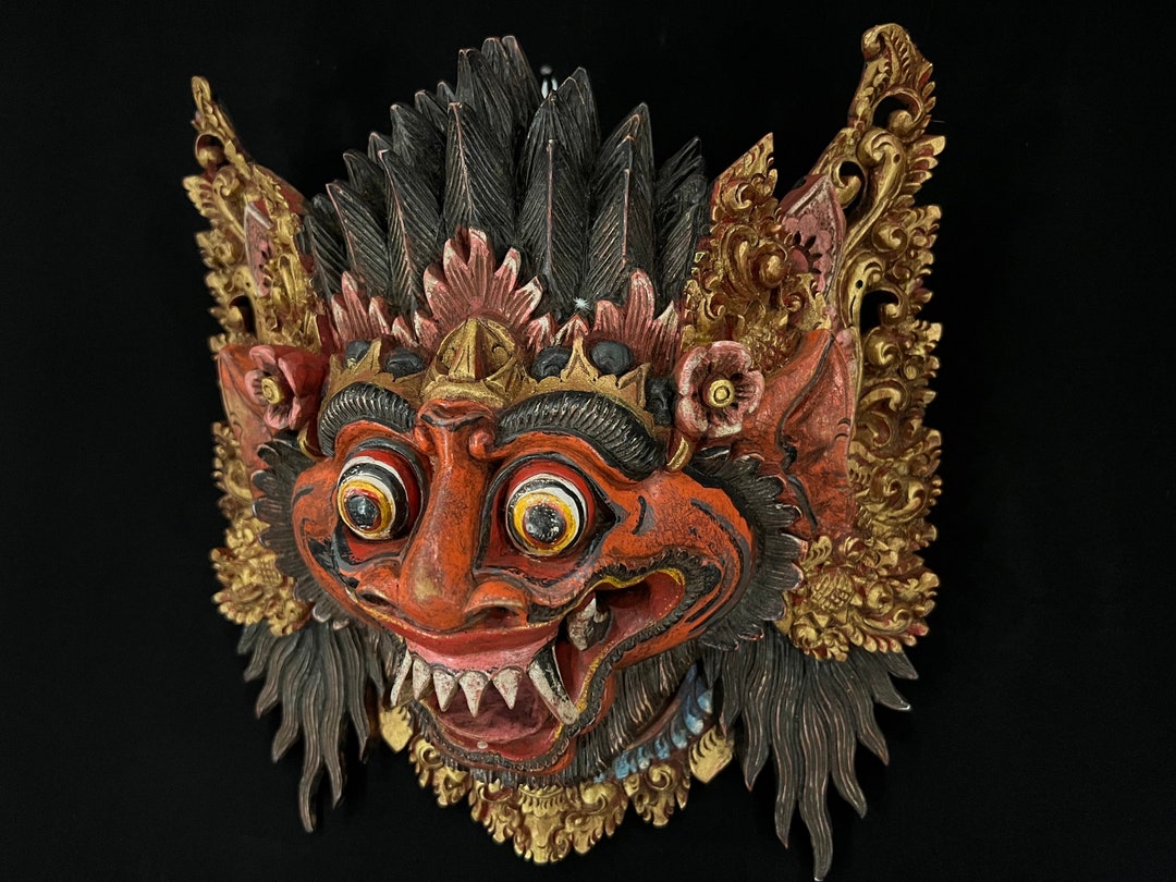 Antique Narasimha Wooden Mask Barong Mask Wood Carving Wooden Balinese ...