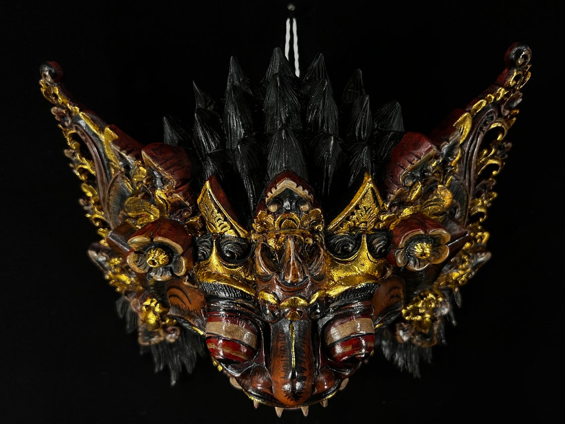 Narasimha King Lion Wooden Mask Balinese Mask Wood Carving Wall Mask ...