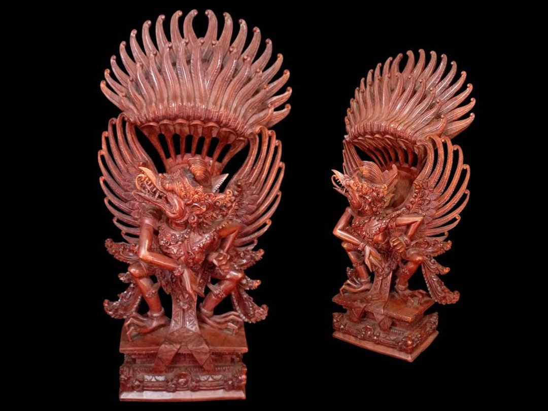 Large Garuda Wooden Statue Bali Eagle Wooden Sculpture Balinese ...