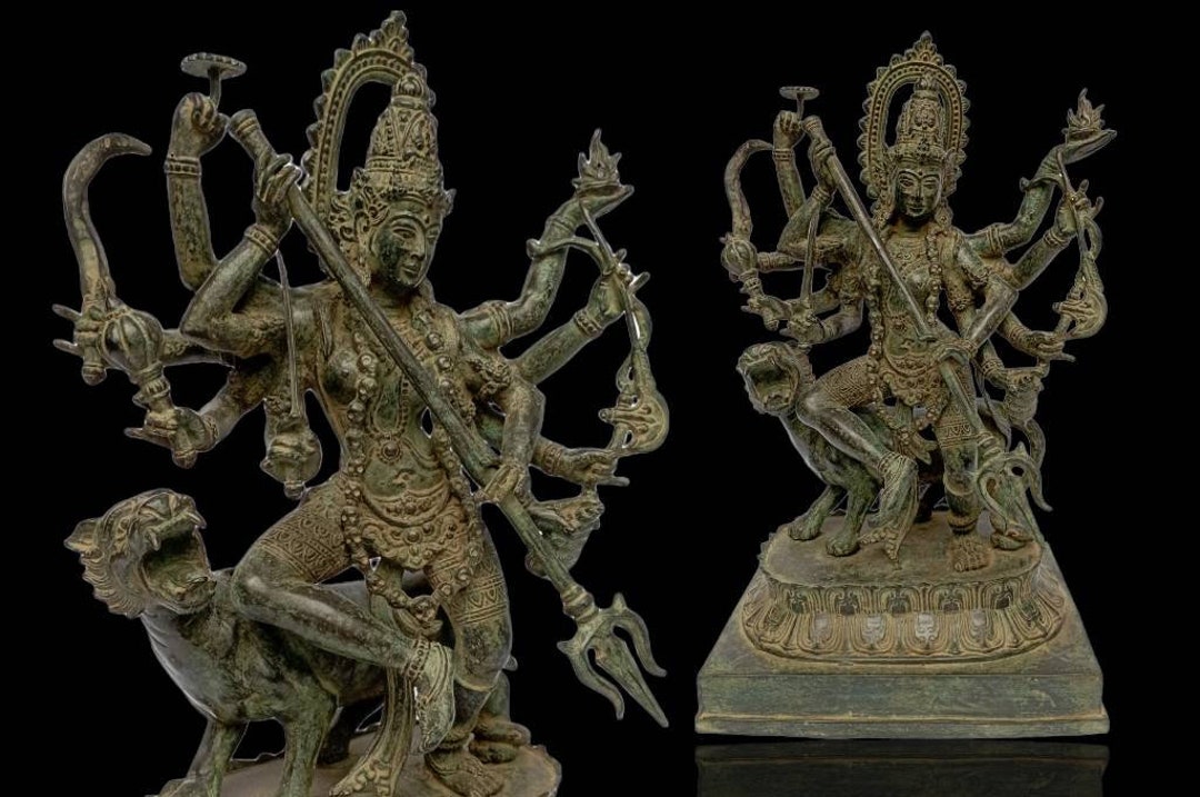 Mahakali Bronze Statue Maa Kali Sculpture Ten Arms Maha Kali Statue ...
