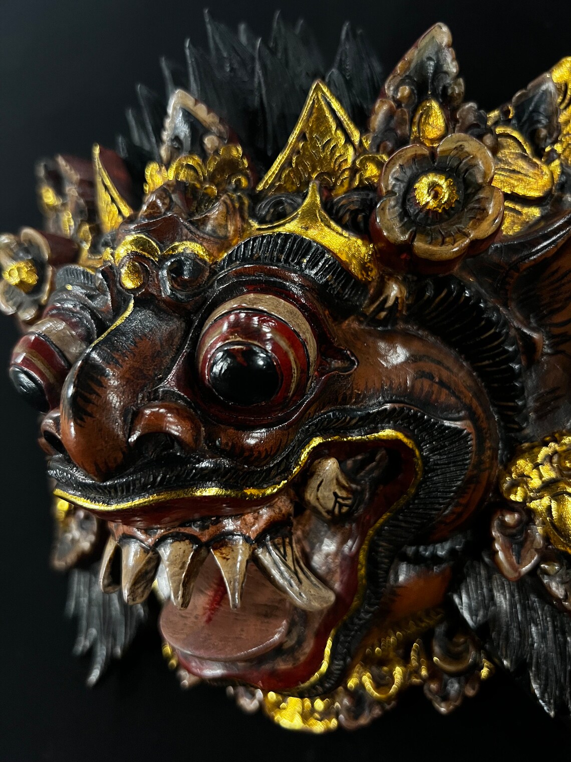 Narasimha King Lion Wooden Mask Balinese Mask Wood Carving Wall Mask ...