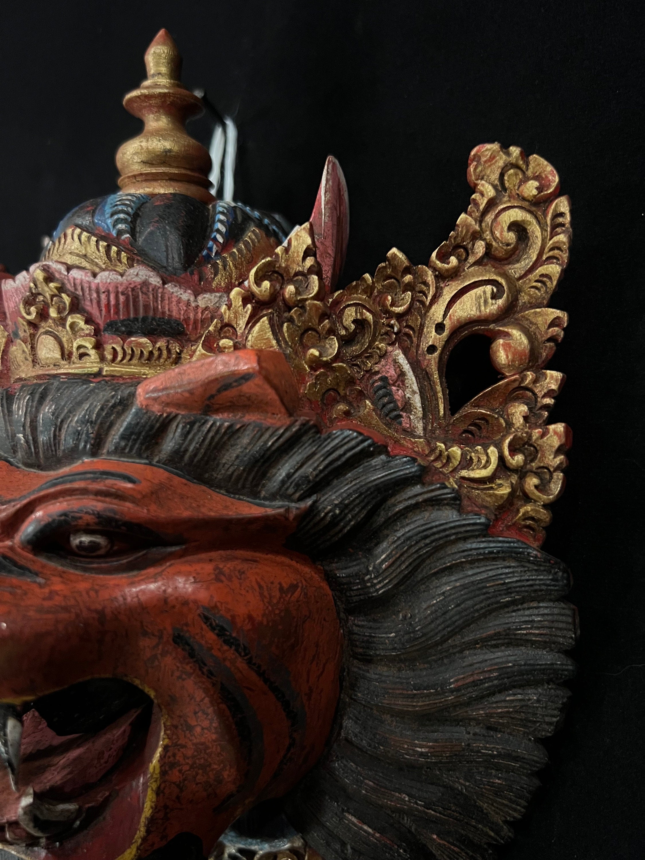 Antique Tiger Wooden Mask Balinese Mask Wood Carving Wall Mask - Etsy