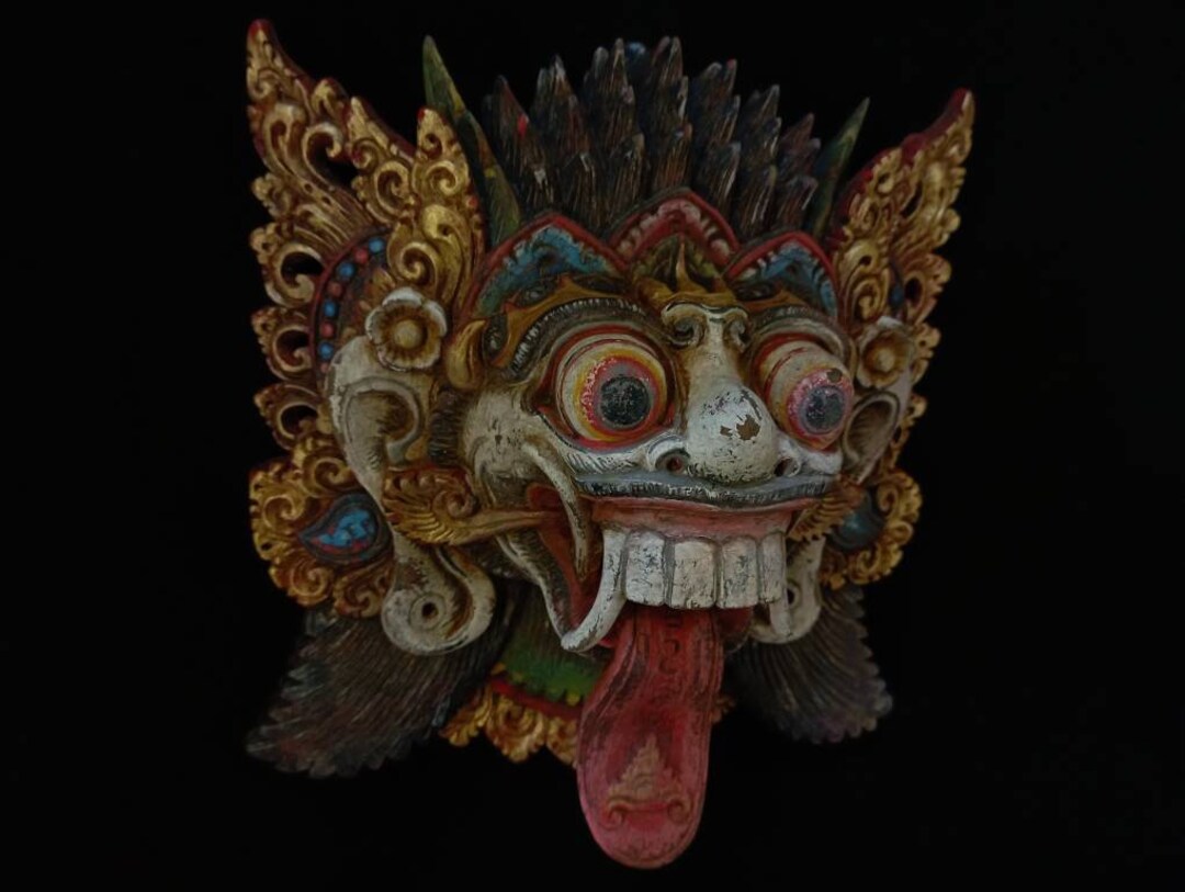 Antique Rangda Mask Balinese Wooden Mask Bali Mask Wall Mask Decor Wall ...