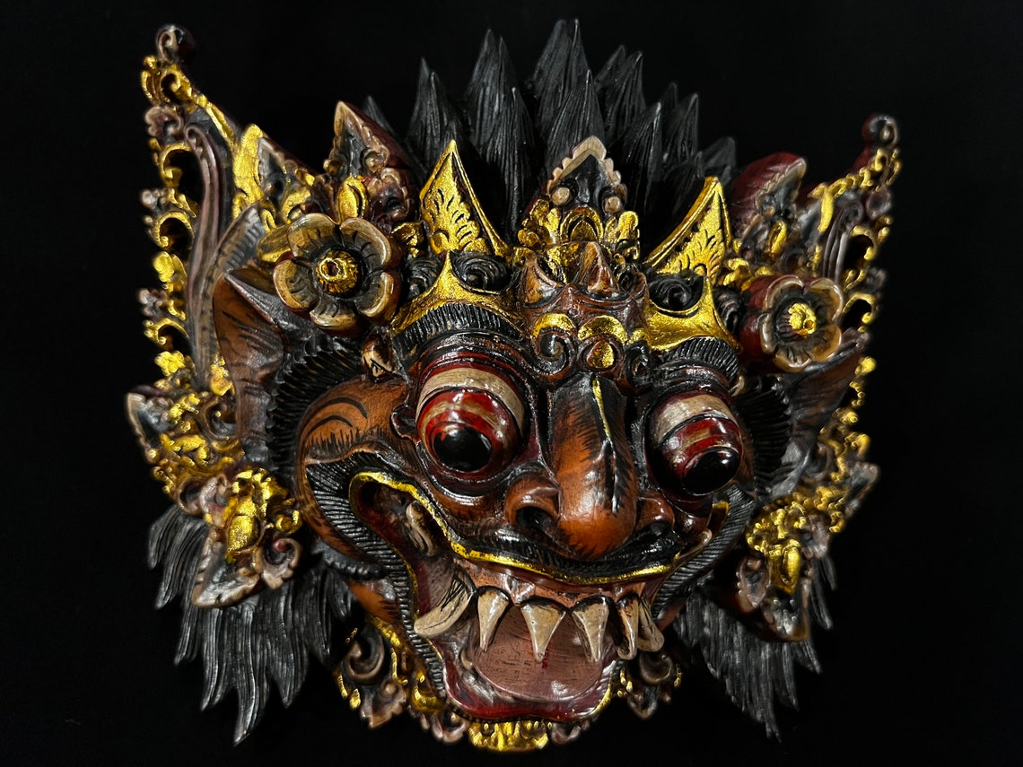 Narasimha King Lion Wooden Mask Balinese Mask Wood Carving Wall Mask ...