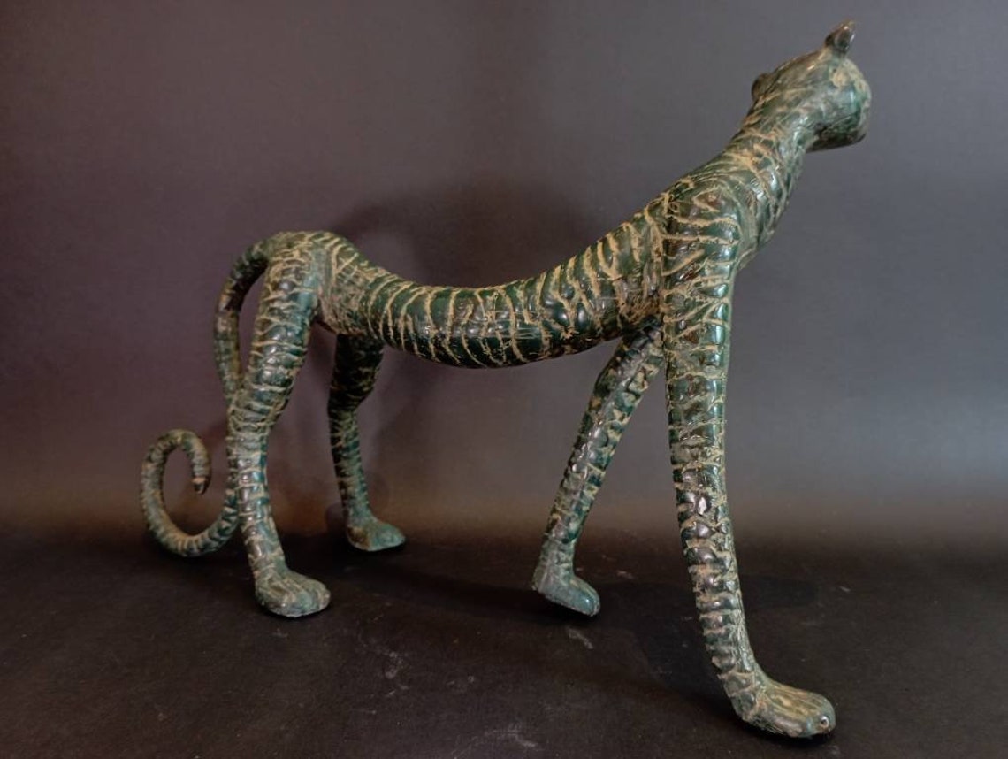 Cheetah Bronze Figurine, Cheetah Animal Sculpture, Animal Bronze, Home ...