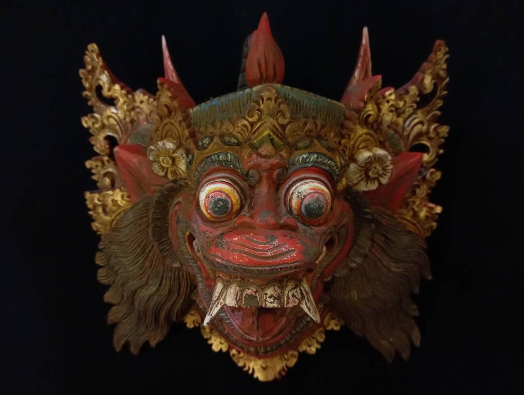 Antique Hanuman Wooden Mask Balinese Mask Wood Carving Bali Barong Mask ...