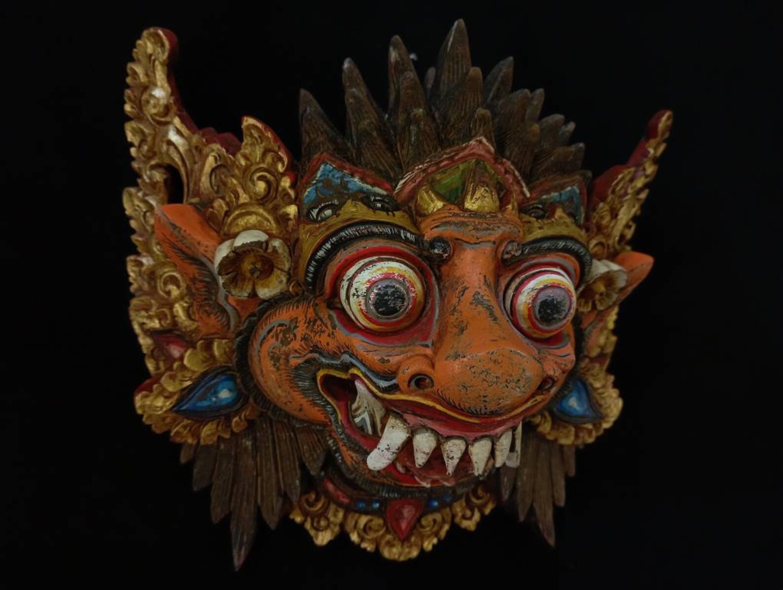 Antique Rakshasa Wooden Mask Wood Carving Wooden Balinese Mask Wall ...