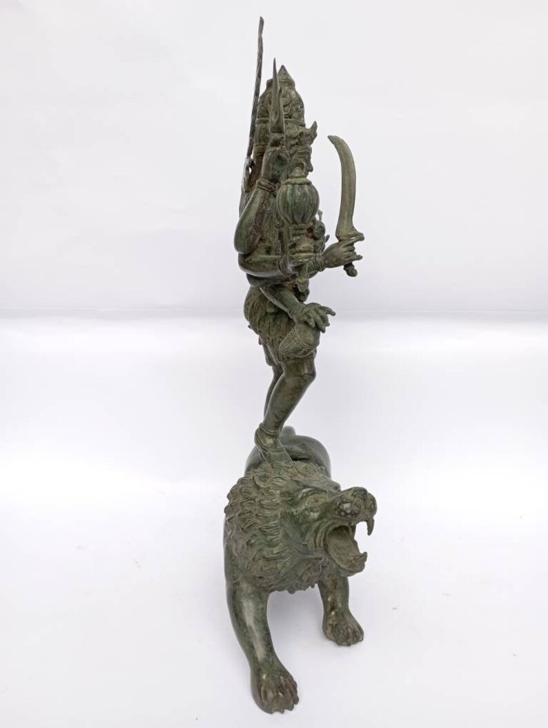 Mahakali Bronze Statue Parvati Durga Maa Kali Statue Riding Lion Hindu ...