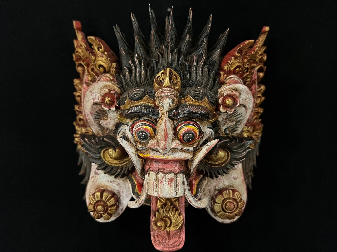 Antique Rangda Mask Balinese Wooden Mask Bali Mask Wall Mask Decor Wall ...
