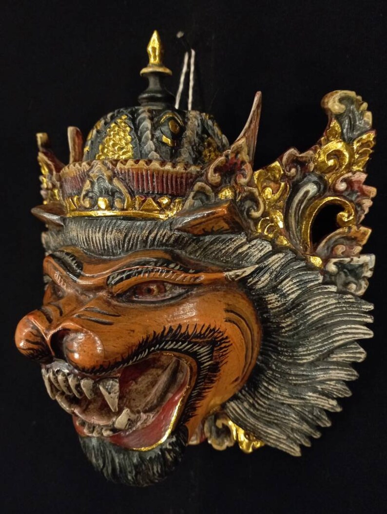 Narasimha Wooden Mask King Lion Vintage Mask Wood Carving Wooden ...