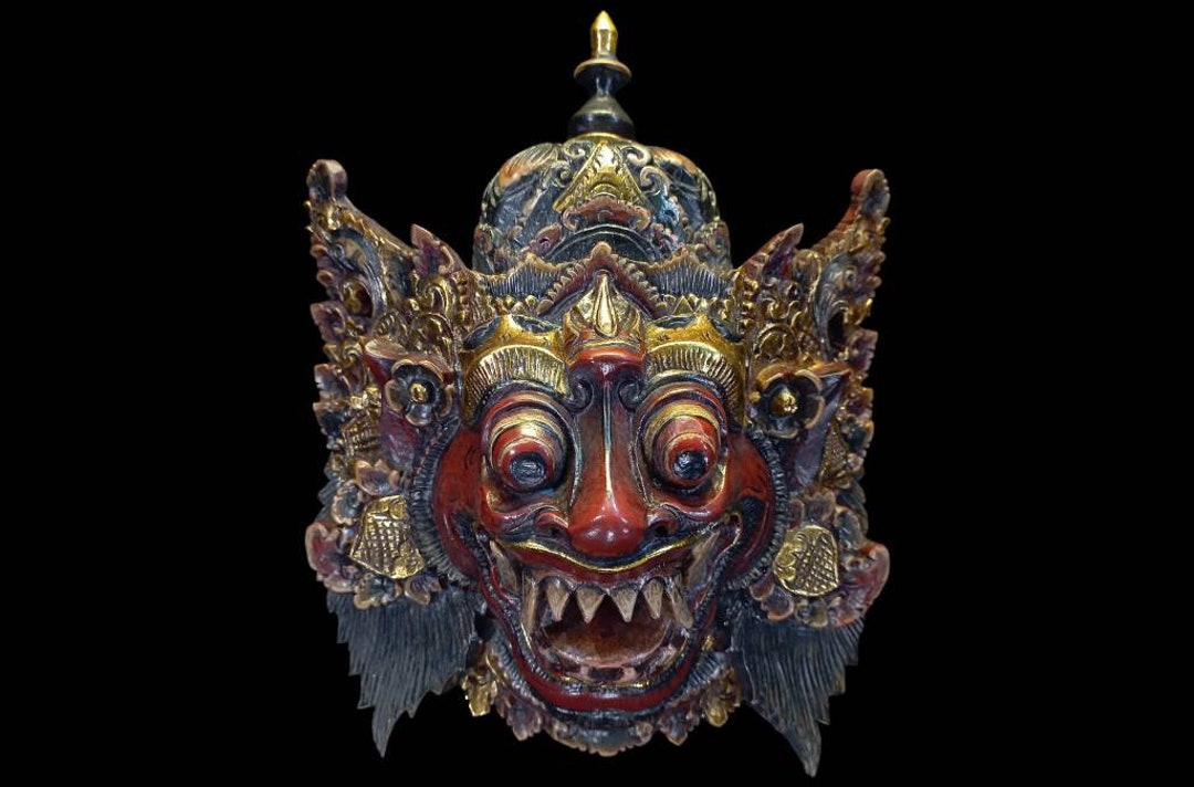 Rakshasa Wooden Mask Wood Carving Wooden Balinese Mask Wall Decor Home ...