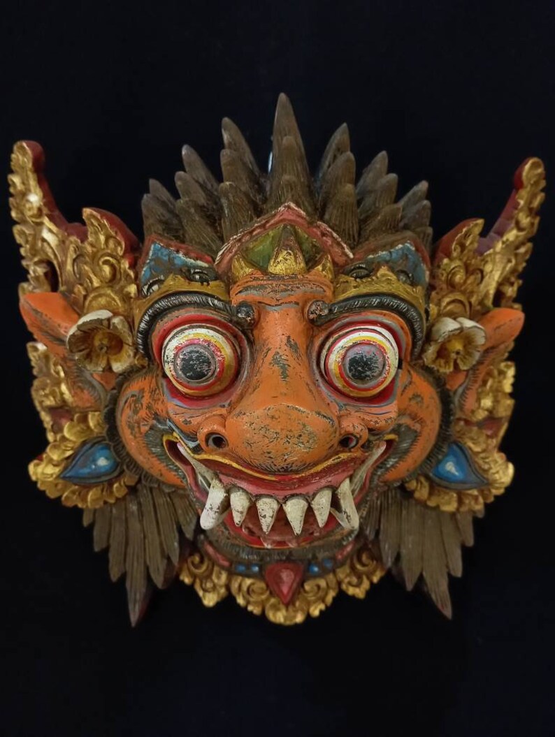 Antique Rakshasa Wooden Mask Wood Carving Wooden Balinese Mask Wall ...