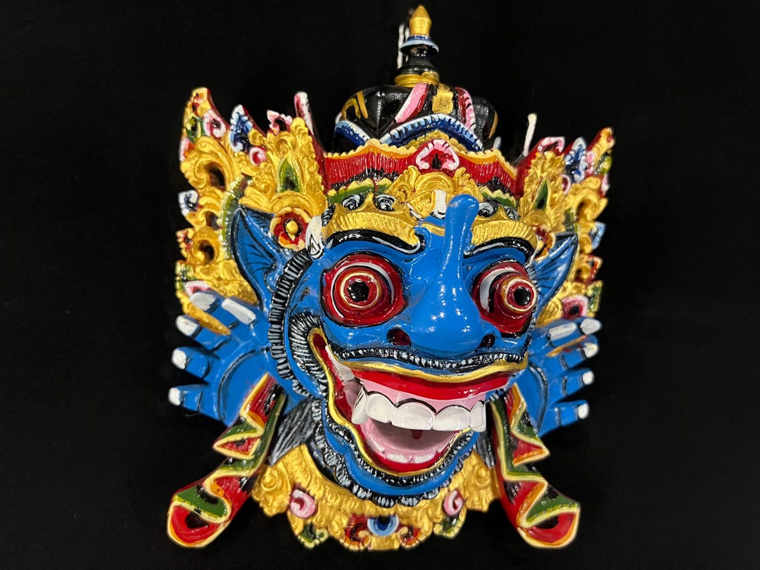 Dewa Baruna Wooden Mask: Hand-carved Balinese Teak Decor - Etsy UK