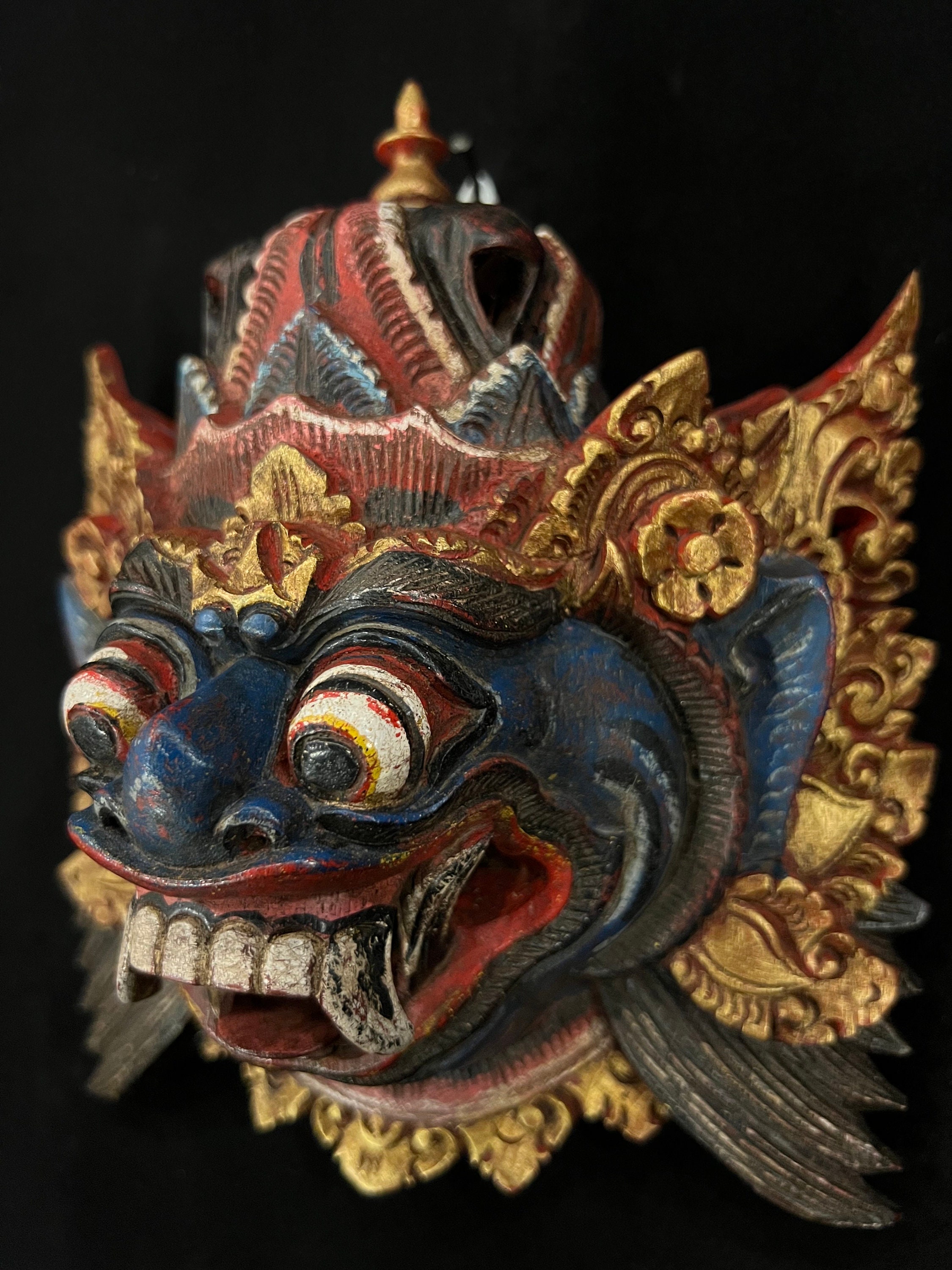 Antique Boma Wooden Mask, Barong Mask, Wood Carving, Wooden Balinese ...