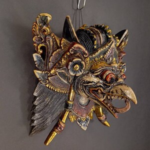 Garuda Wooden Mask Balinese Mask Wood Carving Wall Mask Decor Wood Bali ...