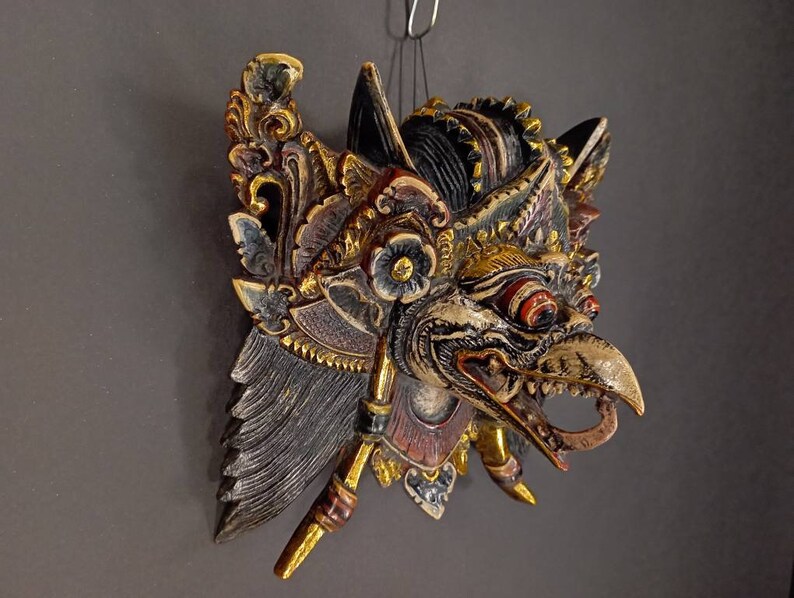 Garuda Wooden Mask Balinese Mask Wood Carving Wall Mask Decor Wood Bali ...