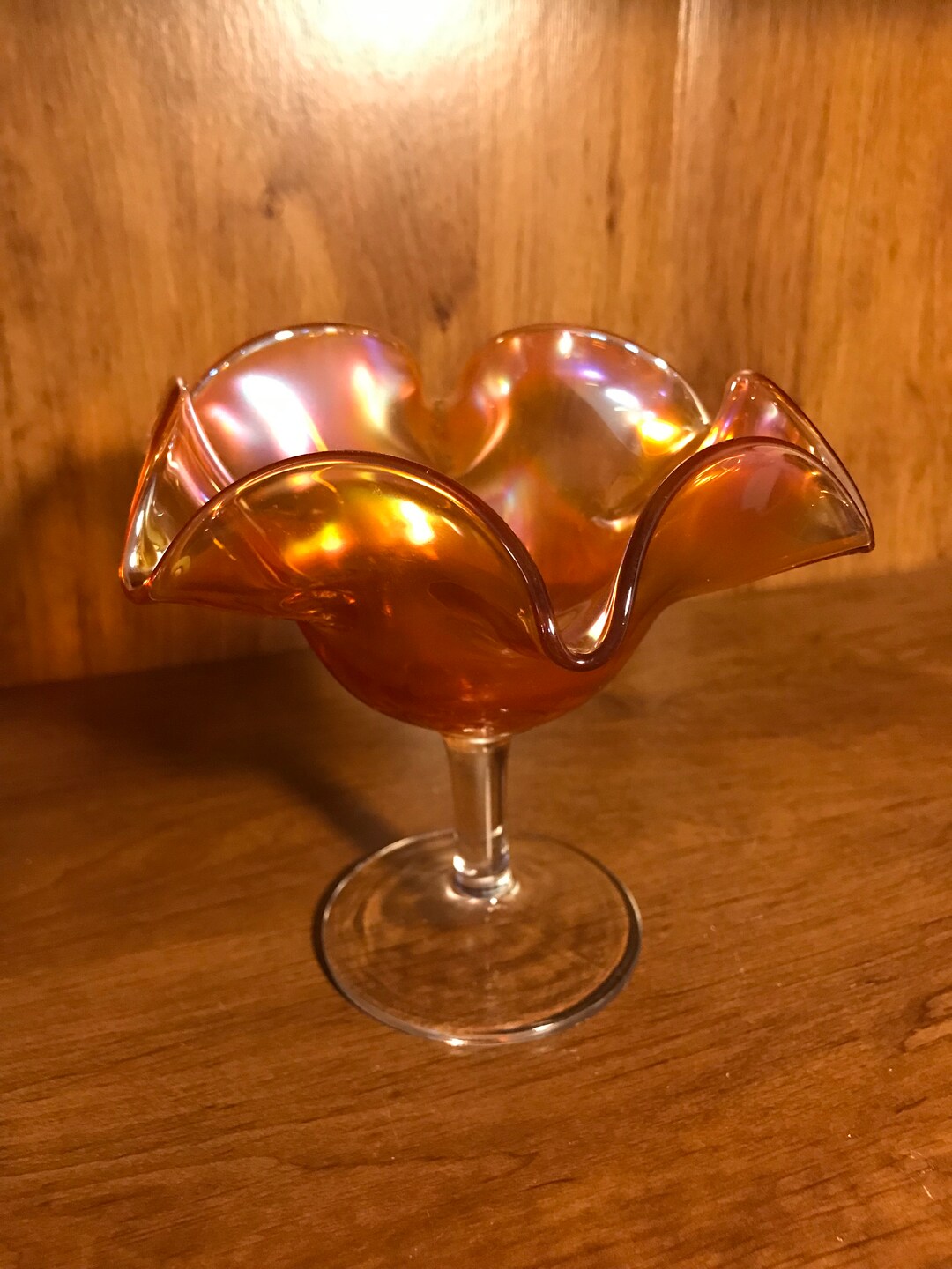 Fenton Marigold Carnival plain Jane Goblet - Etsy