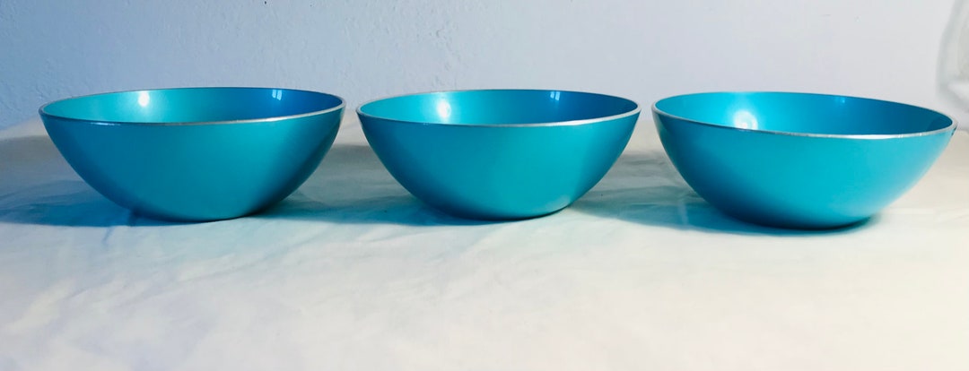 Three Vintage 1960’s Emalox Aqua Bowls - Etsy