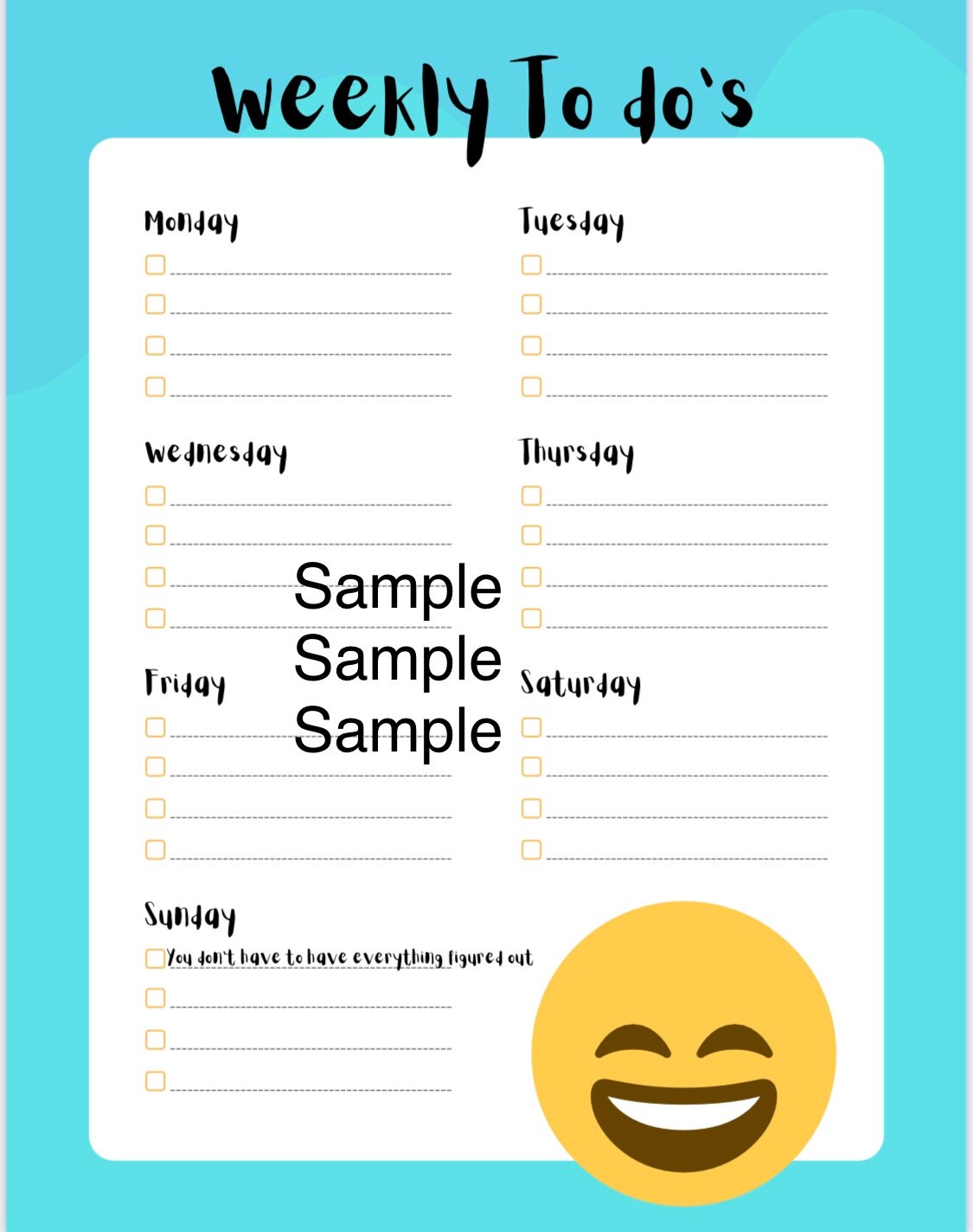 4 Page Printable Emoji Smiley Face Instant Download Weekly to - Etsy