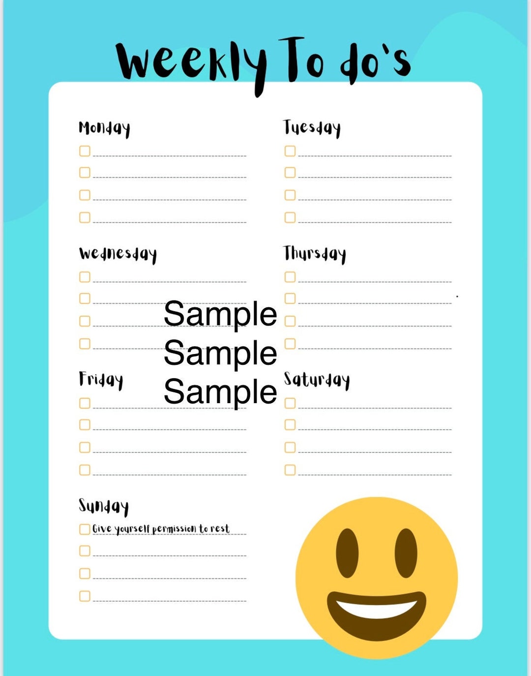 4 Page Printable Emoji Smiley Face Instant Download Weekly to - Etsy