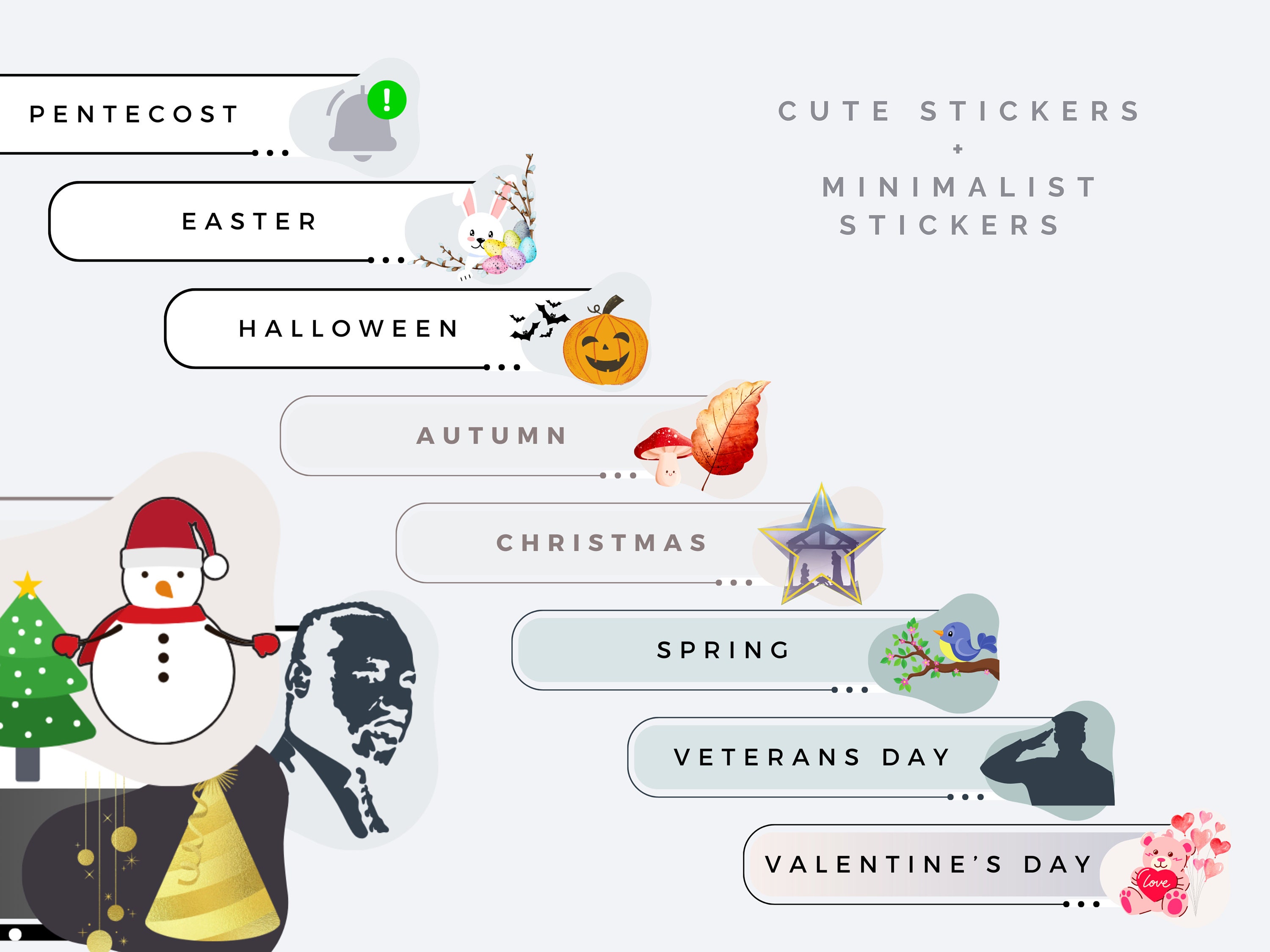 Holidays & Observances Digital Sticker Collection | PNG Files ...
