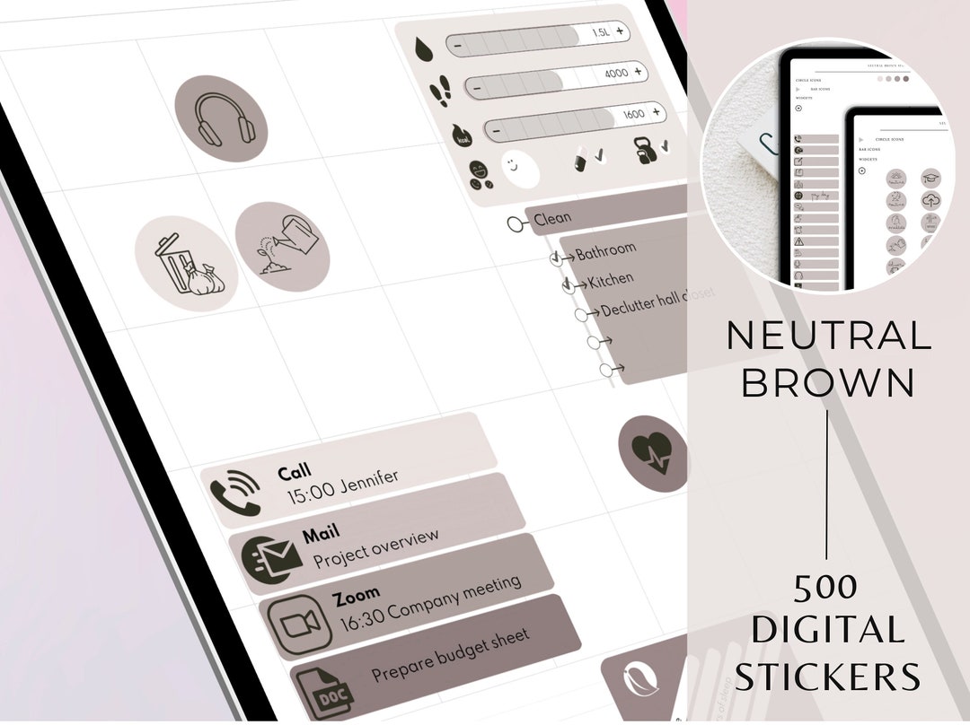 Neutral Brown Digital Stickers for Goodnotes, Notability, iPad ...