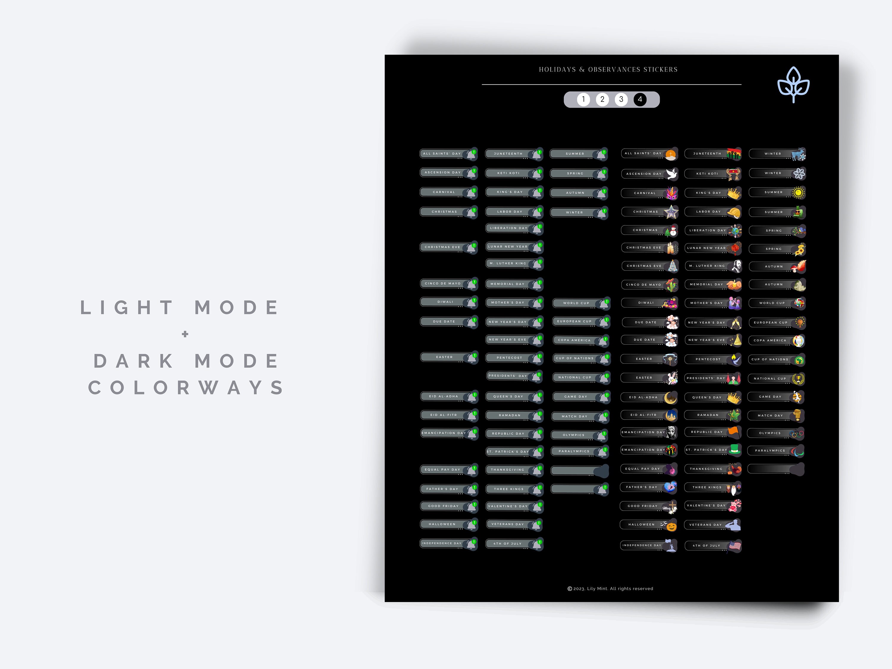 Holidays & Observances Digital Sticker Collection | PNG Files ...