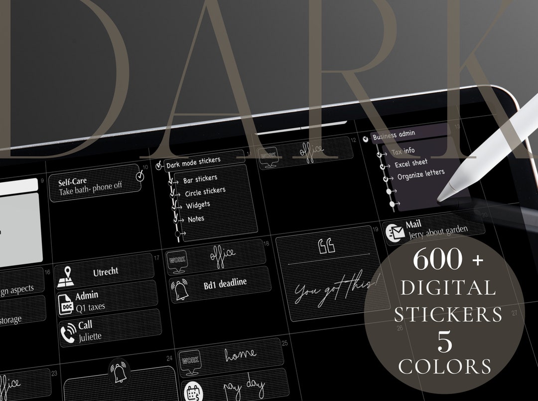 Digital Stickers Dark Mode | Stickers for Goodnotes, Notability, iPad ...
