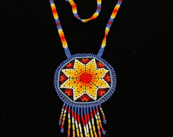 Wixarika Huichol Beaded Medicine Pouch Necklace Medallion Beaded ...