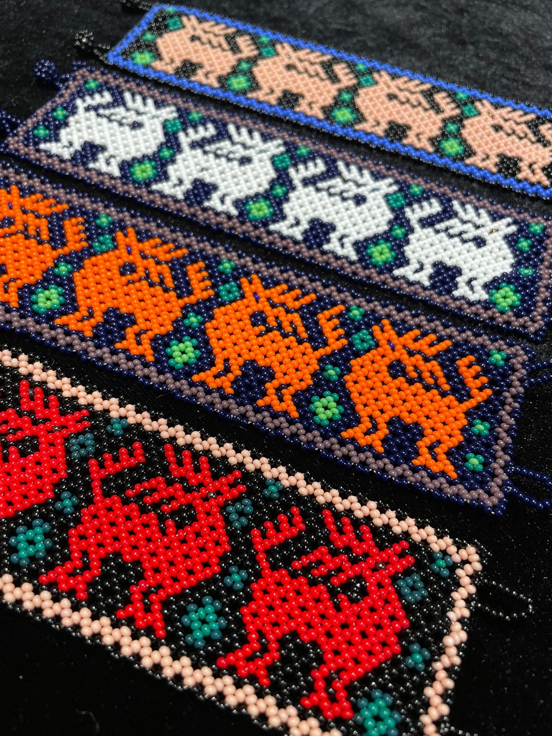Huichol Peyote Pattern Beaded Bracelet Genuine Huichol Made Indigenous ...