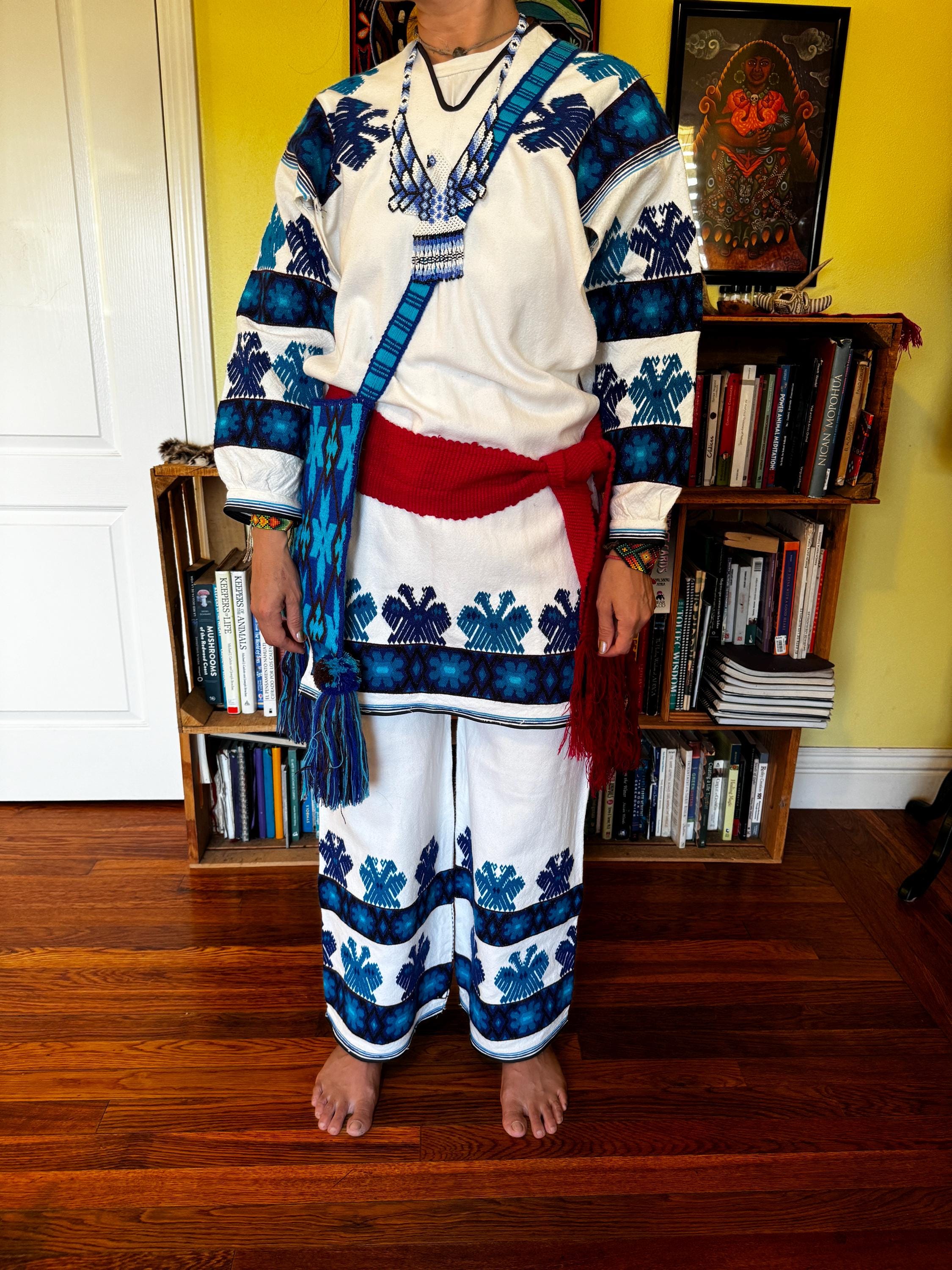 Huichol Hand Embroidered Cotton Outfit 2 Piece Genuine Huichol Clothes ...