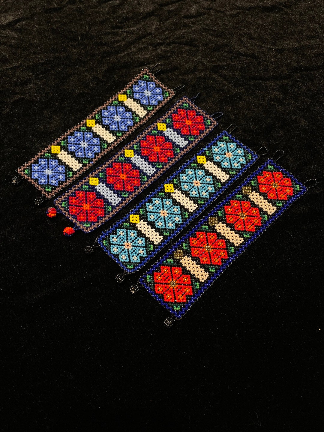 Huichol Peyote Pattern Beaded Bracelet Genuine Huichol Made Indigenous ...