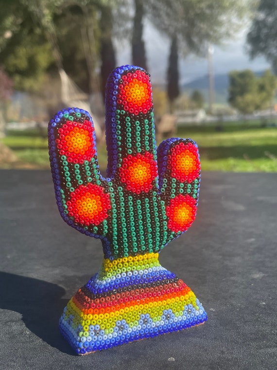Art Objects Sculpture Beaded Cactus Sculpture Genuine Huichol etna.com.pe