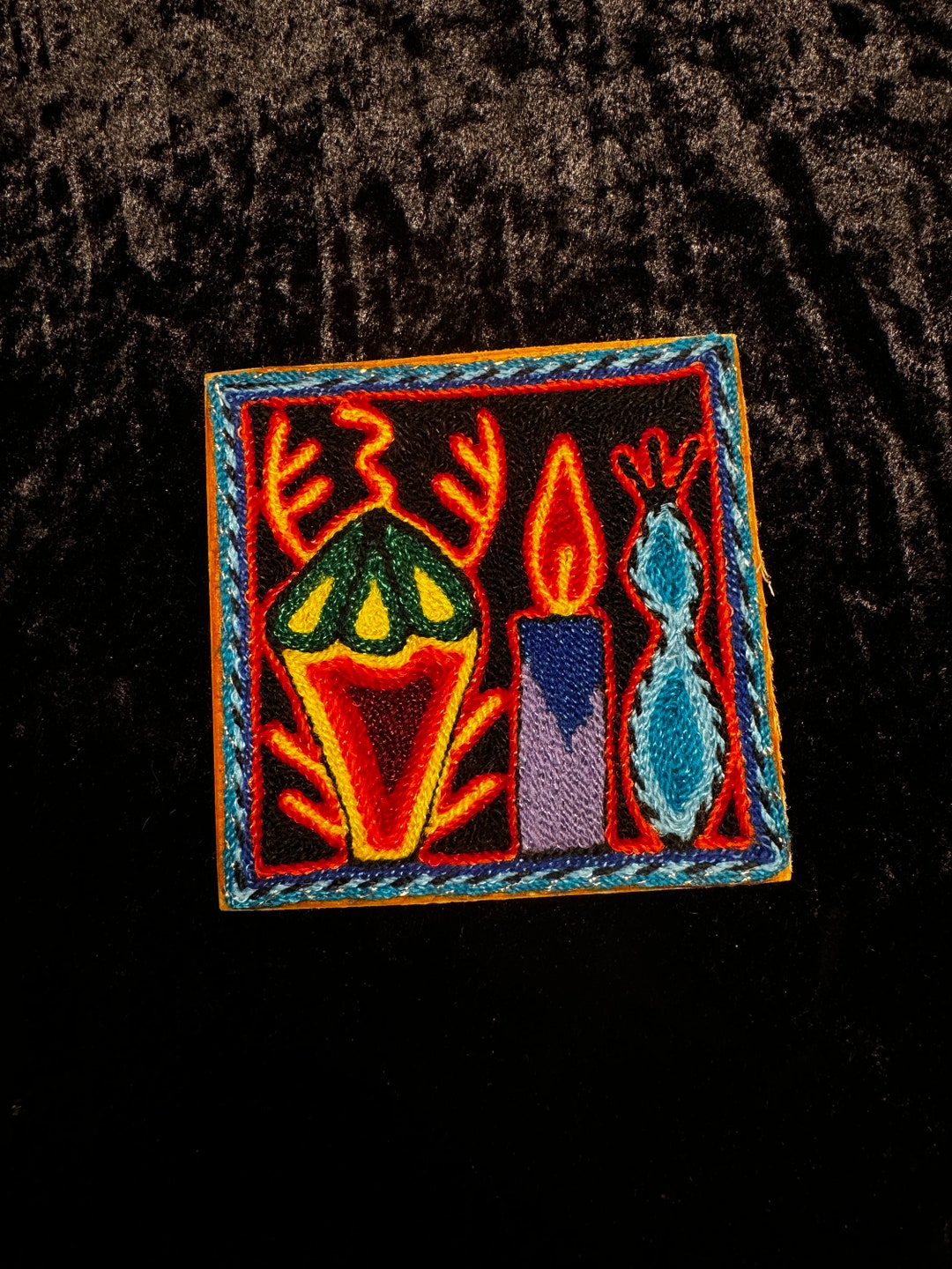 Huichol Indigenous Fair Trade Yarn Painting Native Made Peyote Art ...
