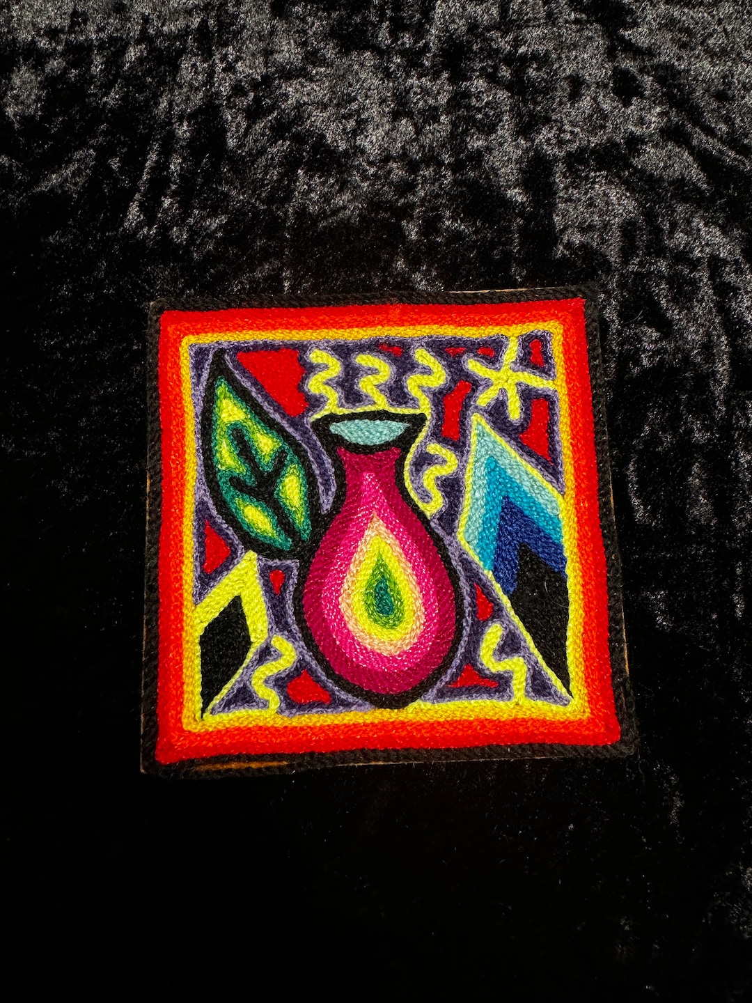 Huichol Indigenous Fair Trade Yarn Painting Native Made Peyote Art ...