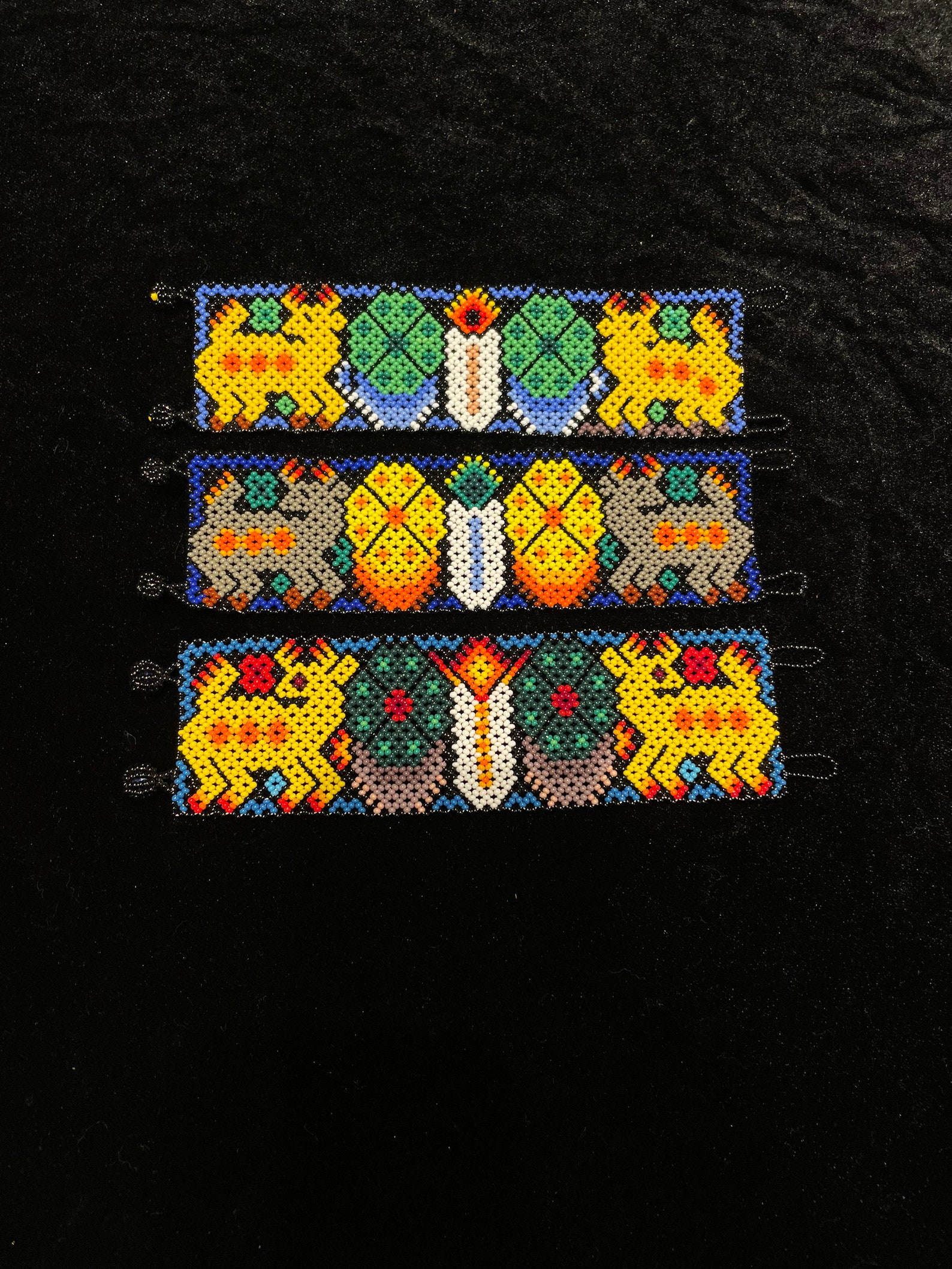Huichol Peyote Pattern Beaded Bracelet Genuine Huichol Made Indigenous ...