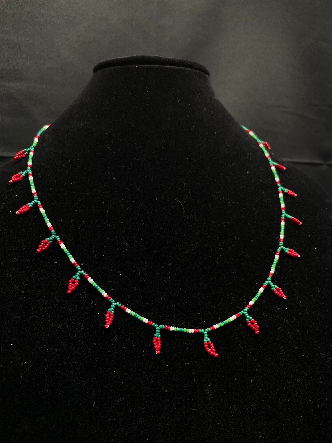 Huichol Wixarika Beaded Chiles Necklace Native Made Jewelry Indigenous ...