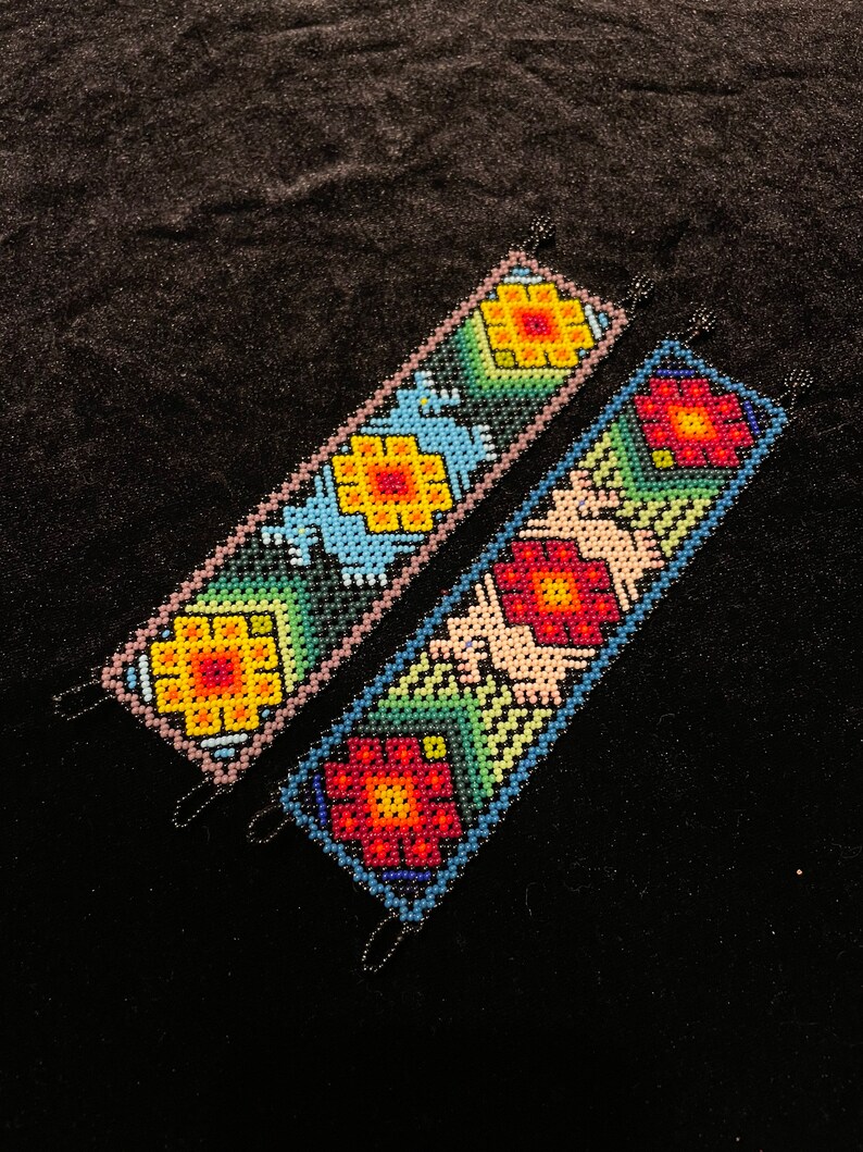 Wixarika Huichol Peyote Pattern Beaded Bracelet Genuine - Etsy