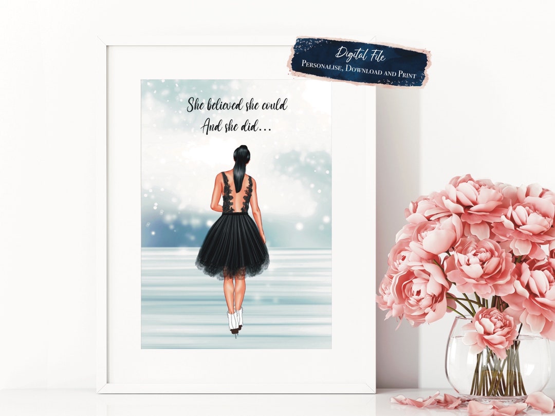 Digital Personalised Figure Skater Print, Motivational Quote Portrait ...