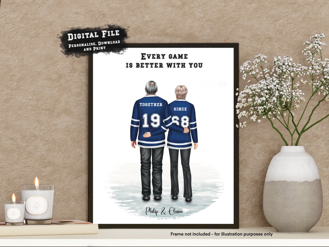 Personalised Ice Hockey Wedding Anniversay Gift, Hockey Couple Print ...