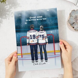 Personalised Ice Hockey Wedding Anniversay Gift, Hockey Couple Print ...