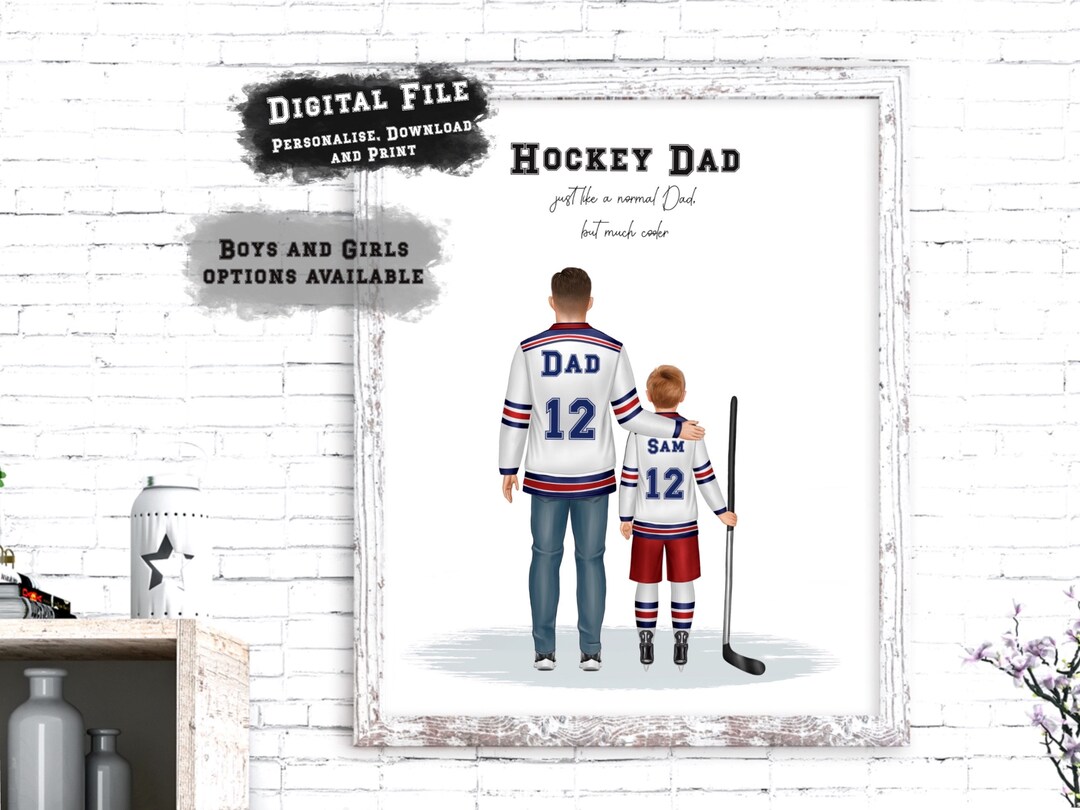 Personalised Father and Child Ice Hockey Portrait, Hockey Print ...