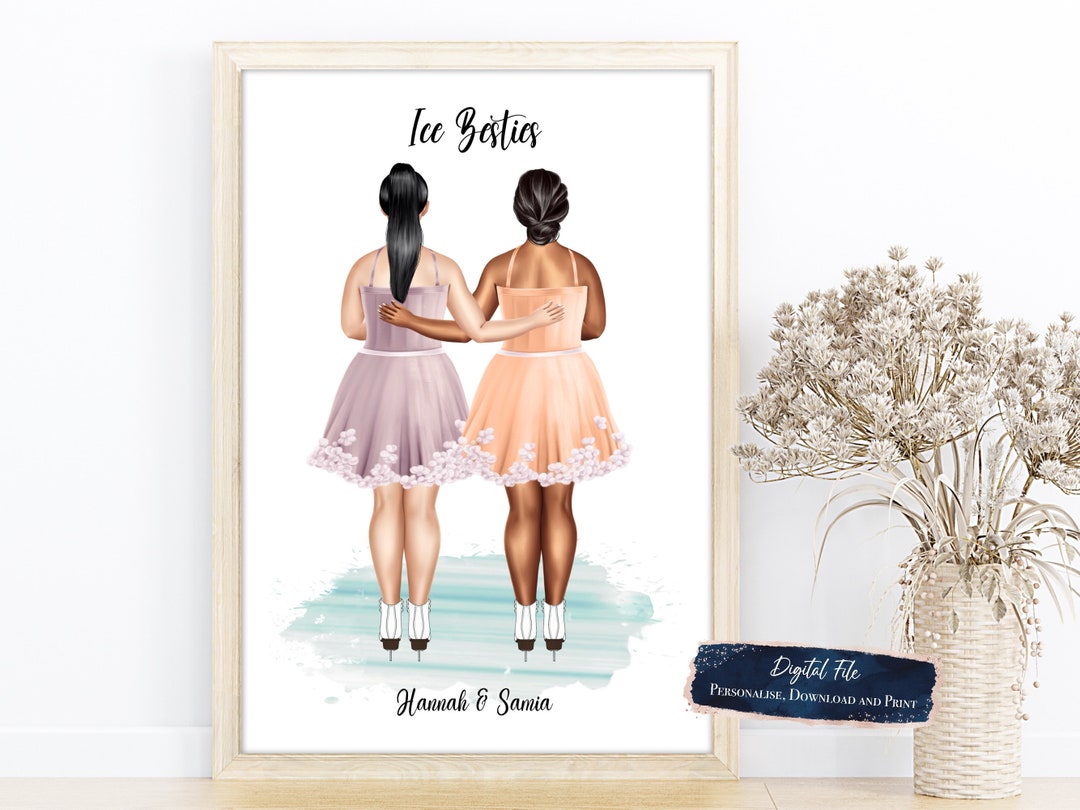 Personalised Ice Skating Friends Print, Ice Skater Print, Gift for ...