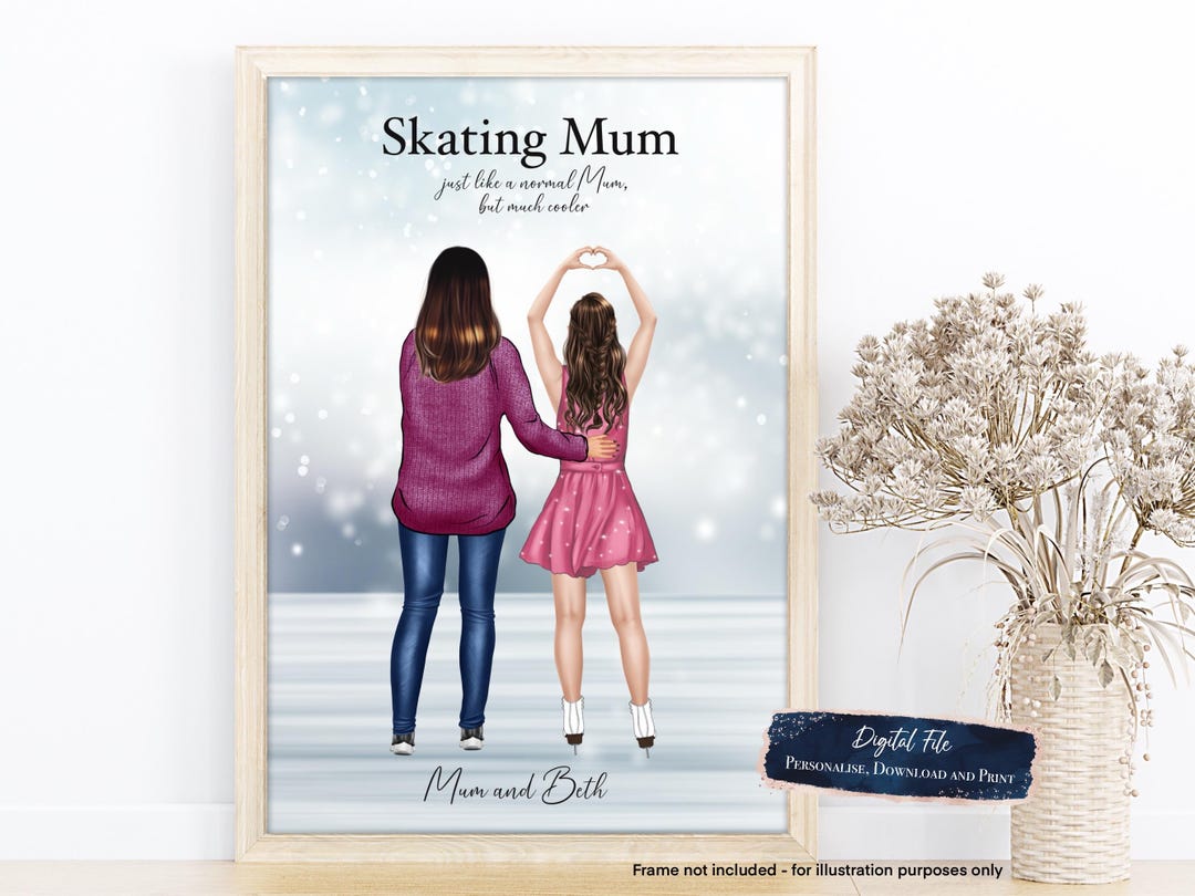 Personalised Ice Skating Print for Mum and Daughter, Gift for Skating ...